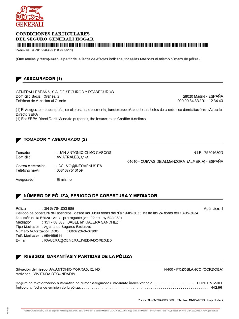 Condiciones Particulares | PDF | Seguro | Póliza de seguros