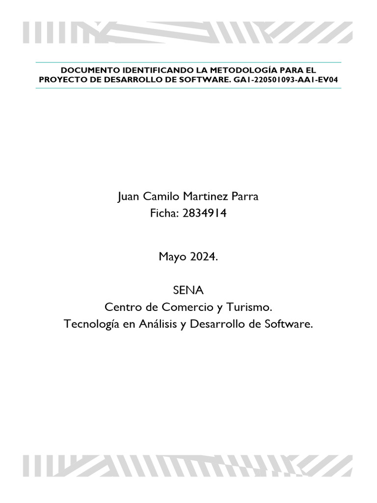 Documento Identificando La Metodología para El Proyecto de Desarrollo de Software | PDF ...
