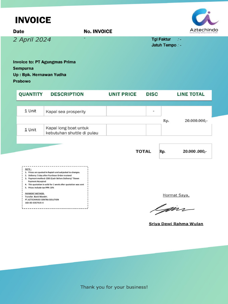 Invoice PT Agungmas | PDF