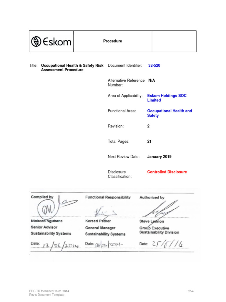 Eskom Hira Procedure 32-520 | PDF | Risk | Risk Management