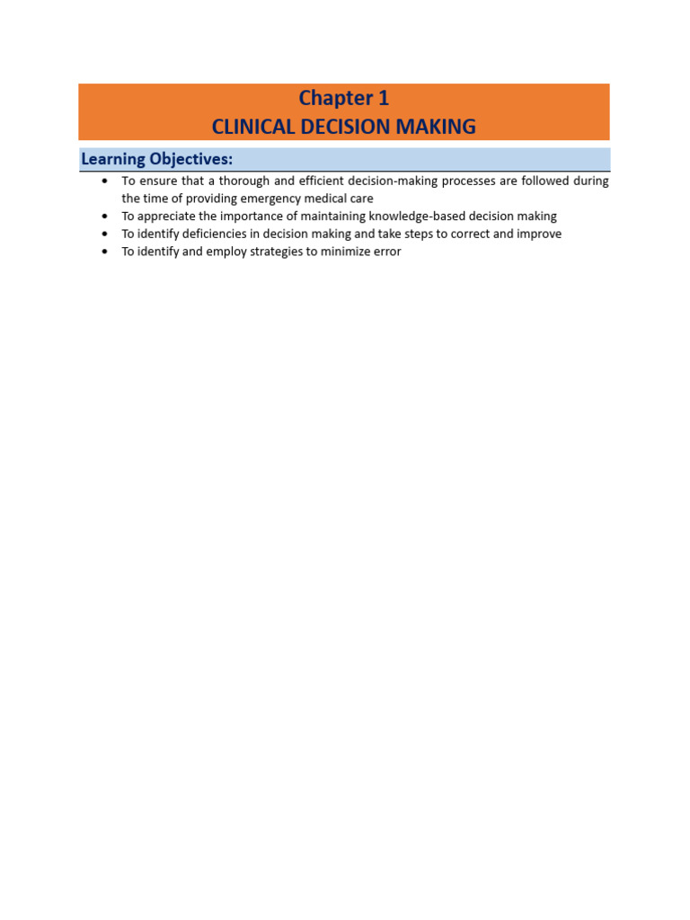 Chapter 1 Clinical Decision Making | PDF | Medical Diagnosis | Decision Making