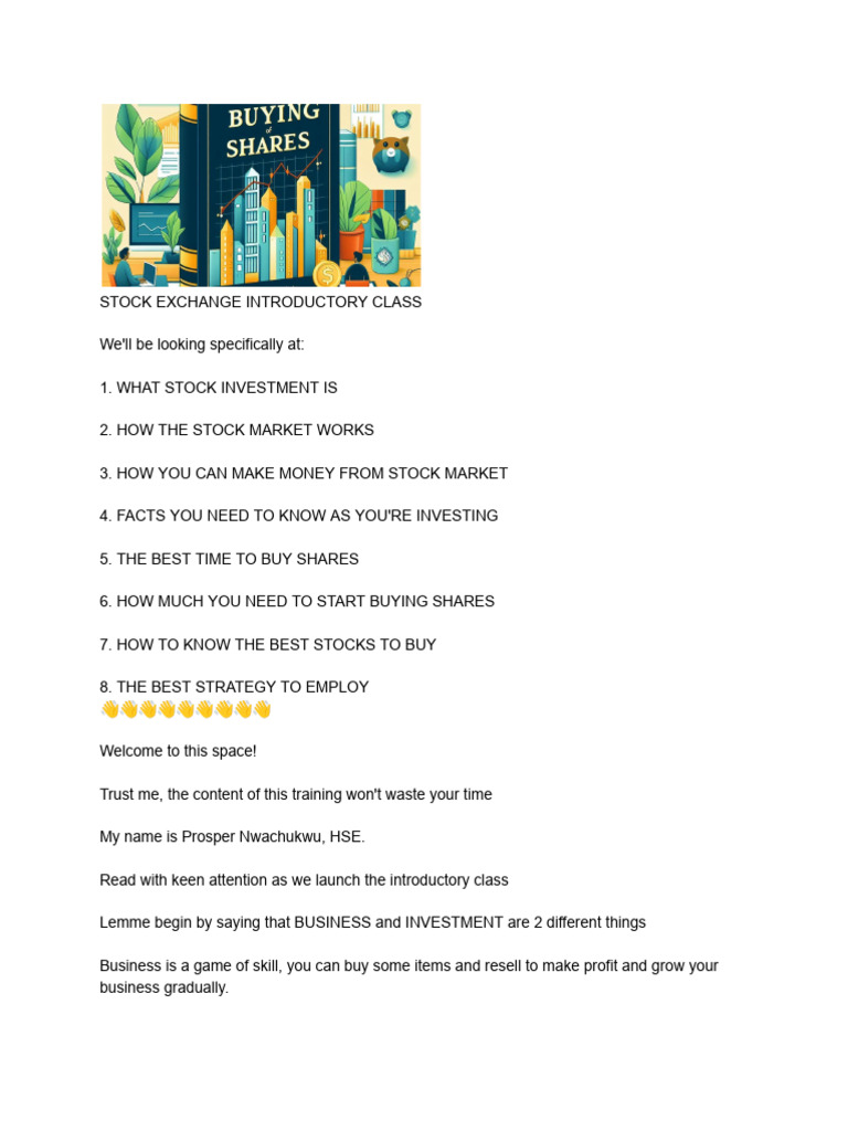 Introduction To Buying of Shares | PDF | Stocks | Dividend