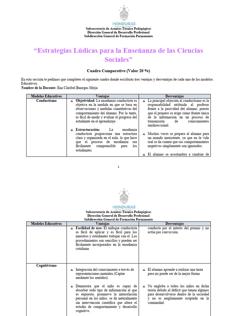 Cuadro Comparativo Modelos Pedagogicos