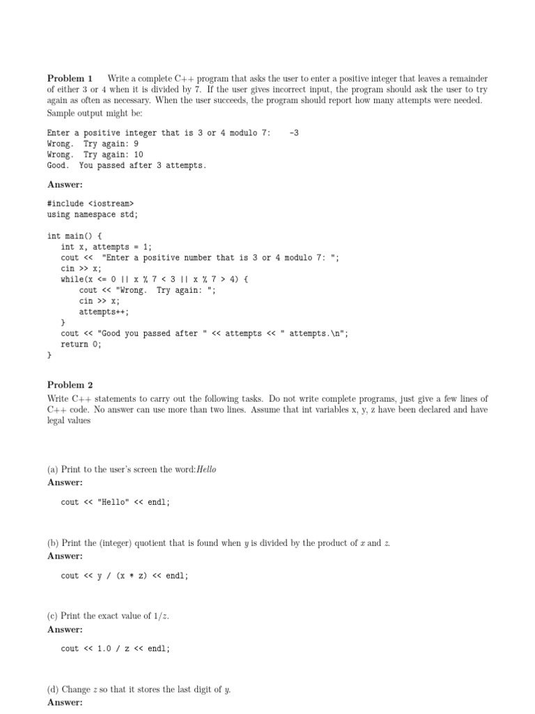 Prac 1 Sol | PDF | Namespace | Computer Programming