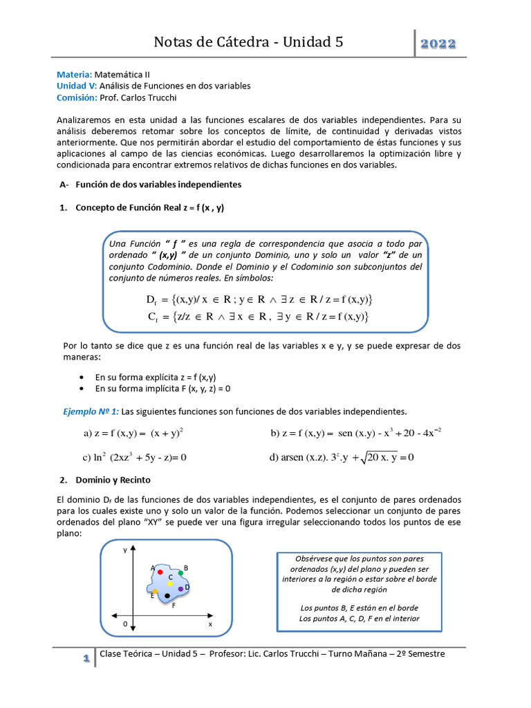 CT N 5-Unidad 5 - Mate 2 - 2022 | PDF | Función (Matemáticas) | Variable (Matemáticas)