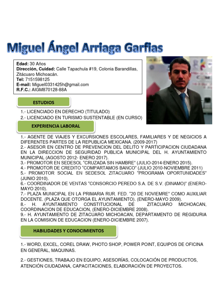 Curriculum Miguel Angel Arriaga Garfias | PDF