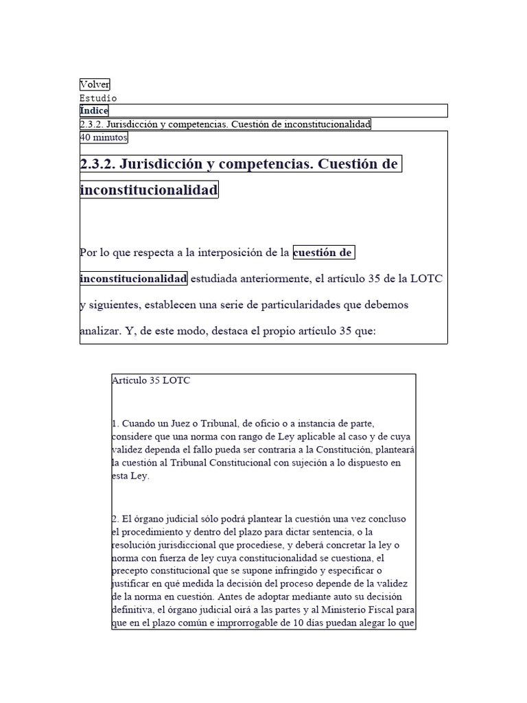 Cuestión de Inconstitucionalidad en la LOTC | PDF | Sentencia (ley ...
