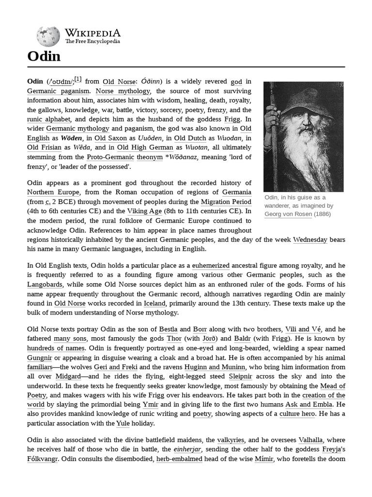 Odin | PDF | Odin | Norse Mythology