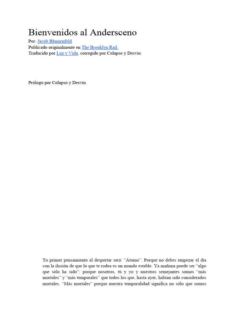 Bienvenidos Al Andersceno - Jacob Blumenfeld | PDF | Hannah Arendt ...