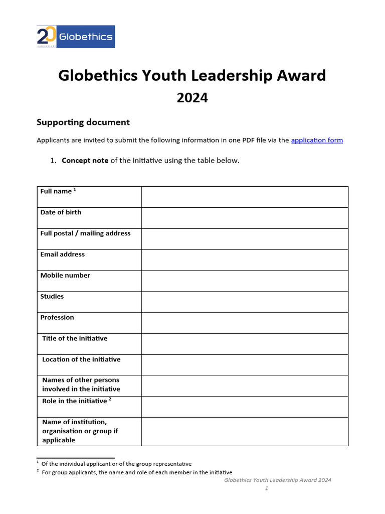 Youth Leadership Award 2024 - Supporting Document | PDF | Business