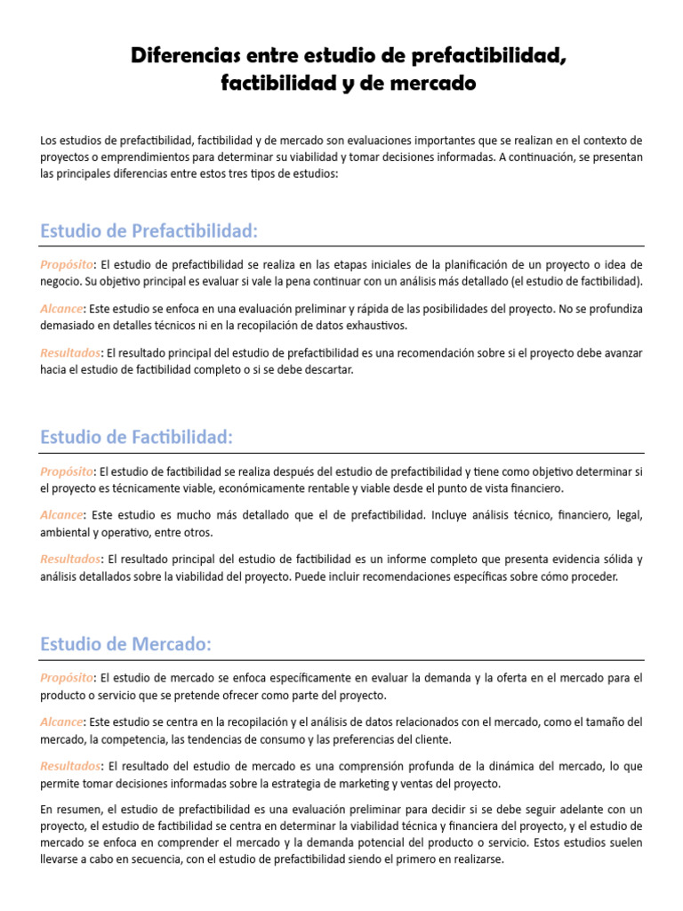 Diferencias entre estudio de prefactibilidad | Descargar gratis PDF ...