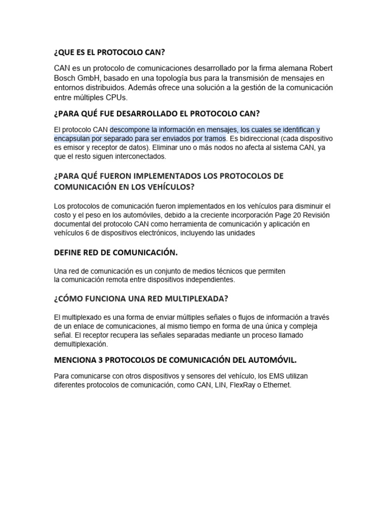 Protocolo Can | PDF | Red de computadoras | Electrónica