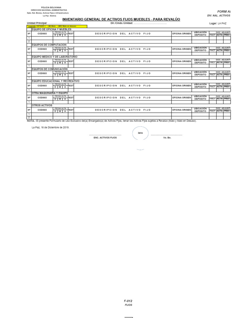 Form Af-012 2020 para Revaluo | PDF