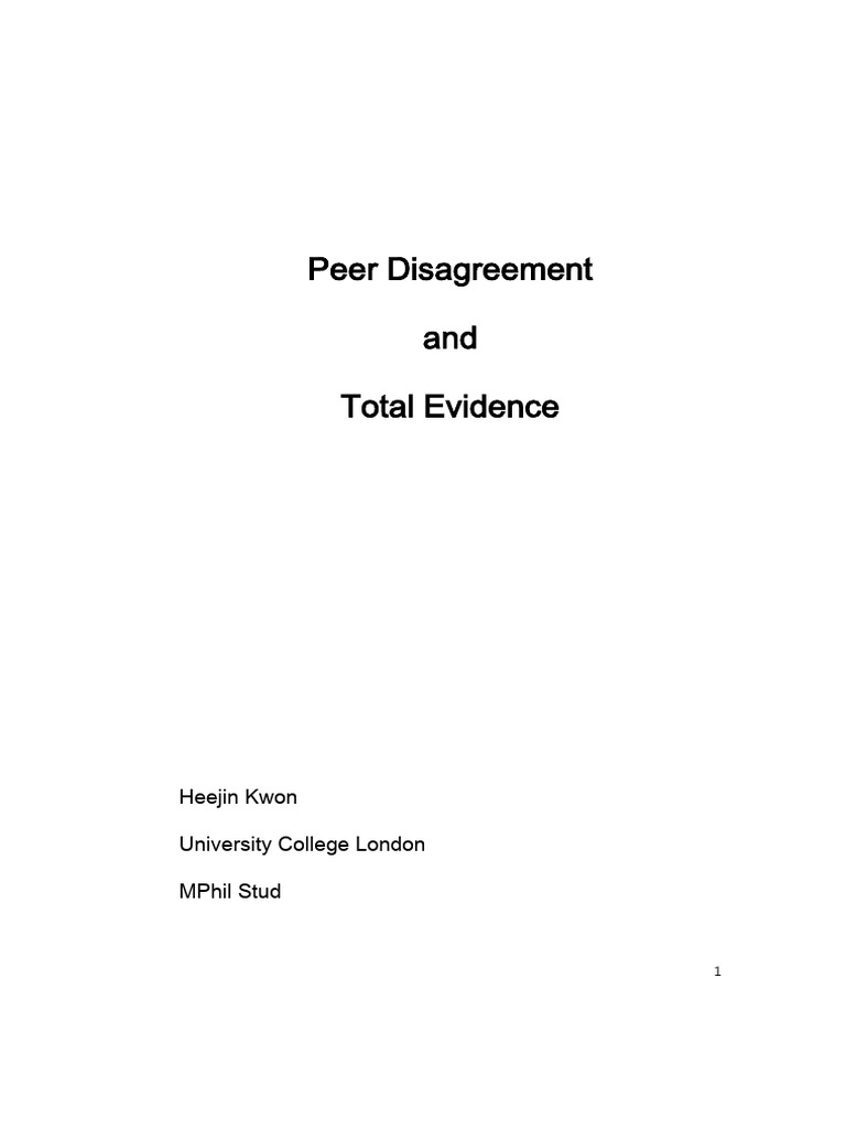 Peer Disagreement and Total Evidence | PDF | Evidence | Rationality