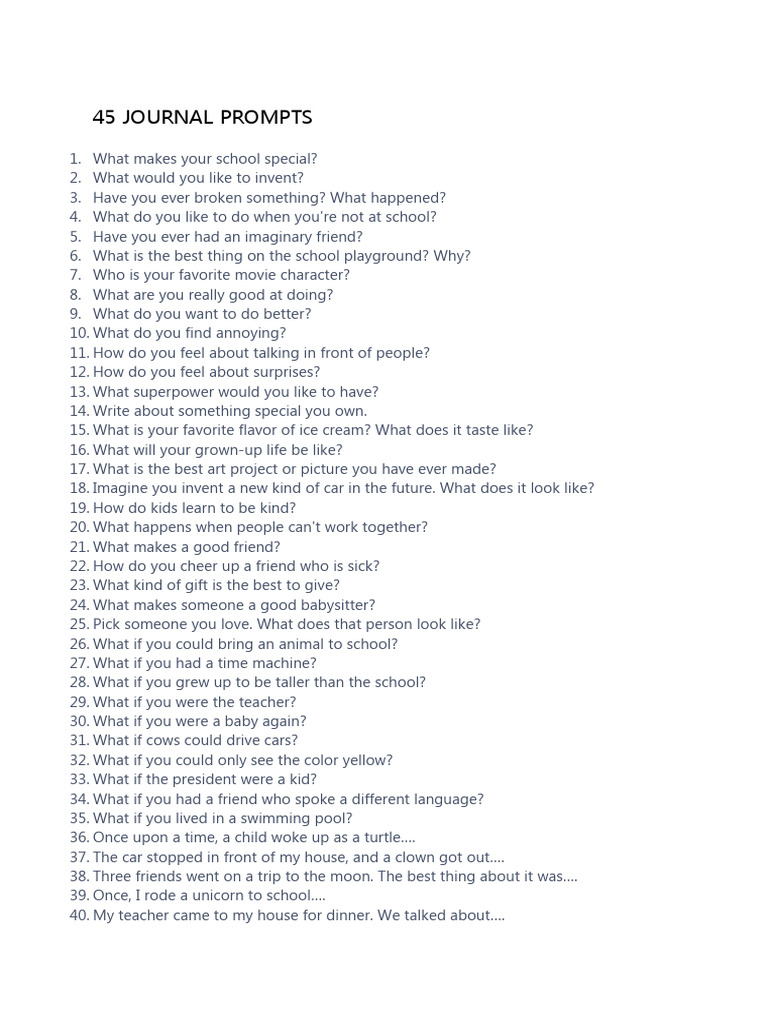 G2-3 5 Writing 45 JOURNAL PROMPTS | PDF