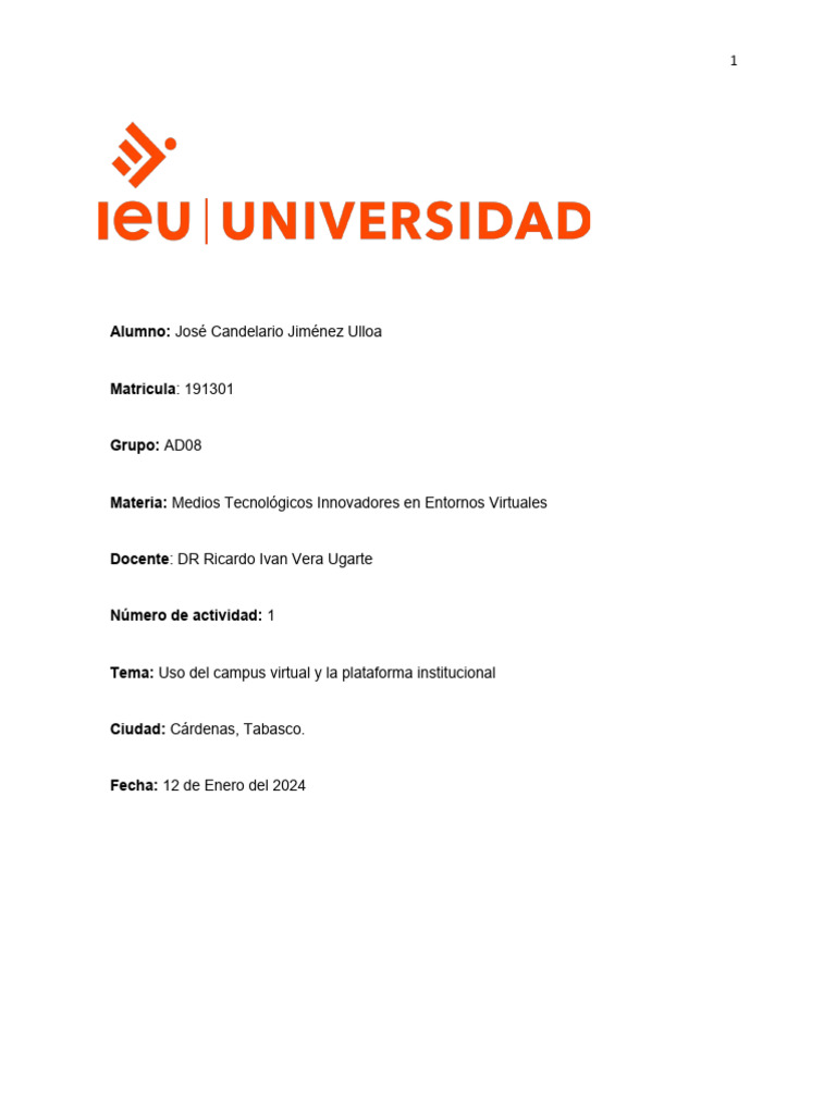 Uso del Campus Virtual IEU | PDF | Instalaciones | Aprendizaje