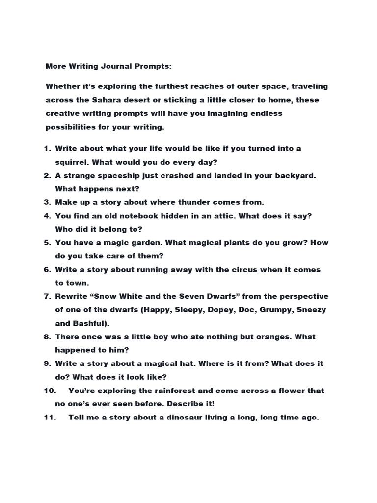 Creative Writing Journal Prompts | PDF