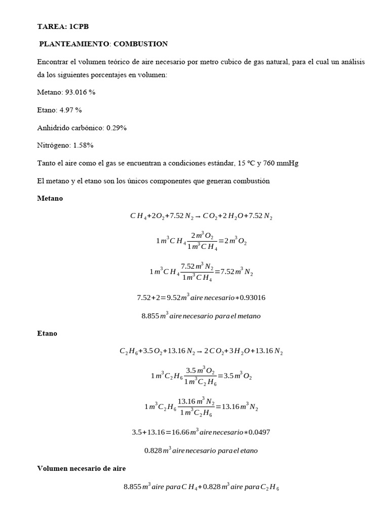 Tarea 1B Combustibles | PDF | Combustión | Procesos Quimicos
