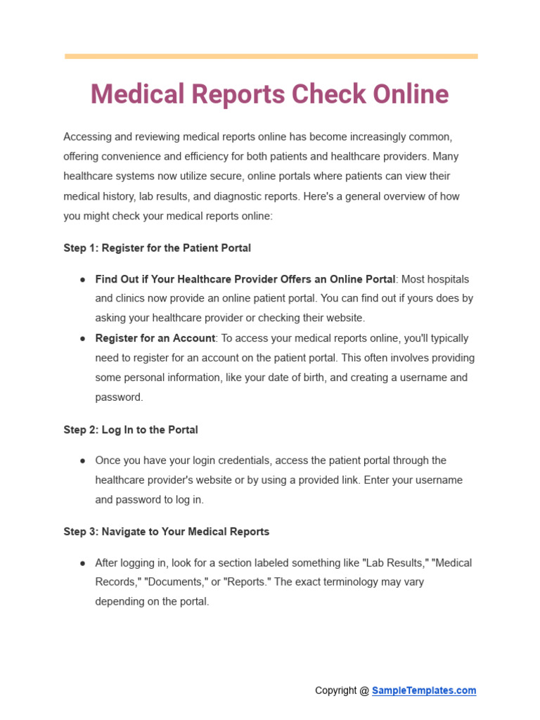 Medical Reports Check Online | PDF | Login | Health Care