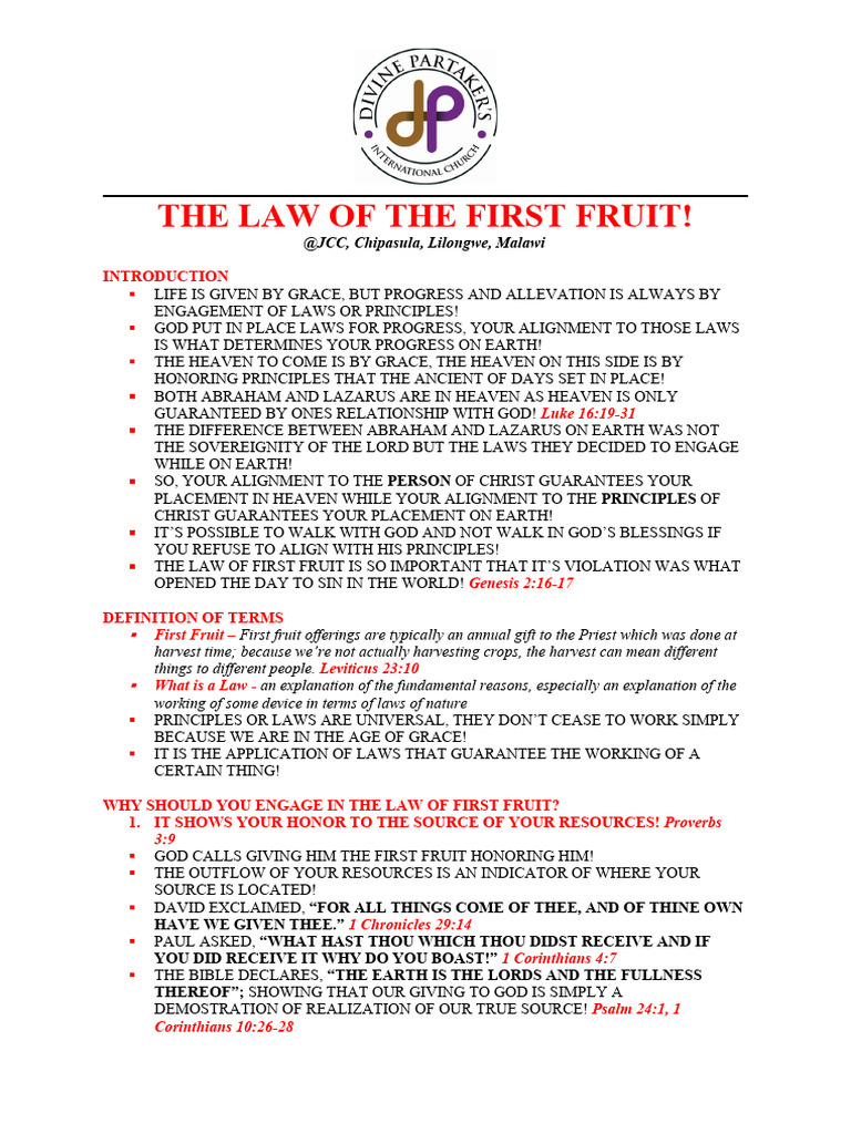 First Fruit Service @JCC | PDF | Heaven | Gospel Of Matthew