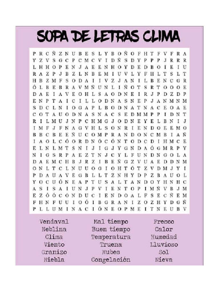 El Clima - Sopa de Letras | PDF