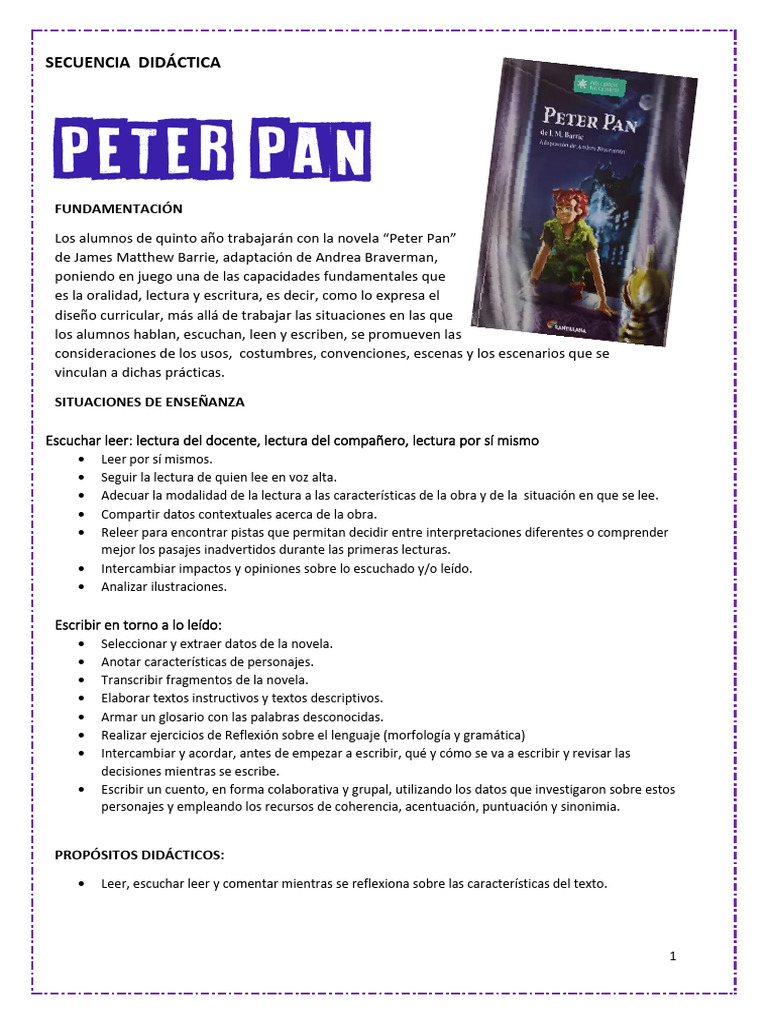 Secuencia Didáctica Peter Pan 2024 | PDF | Piratería | Corsario