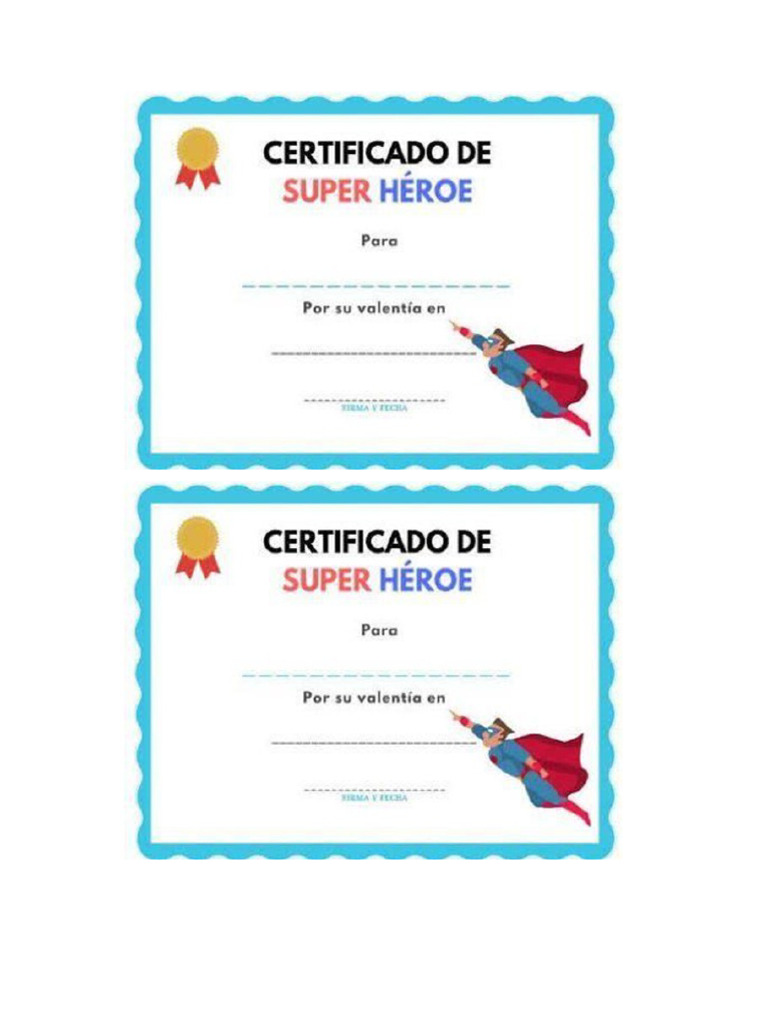 Certificado Super Heroe | PDF