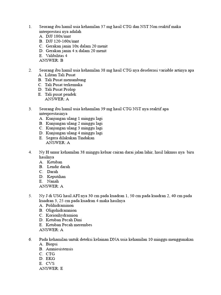 Soal Uts 35 Soal MK Komplikasi | PDF