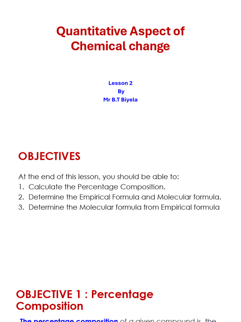 Quantitative Aspect of Chemical Change-L2a | PDF | Mole (Unit) | Molecules