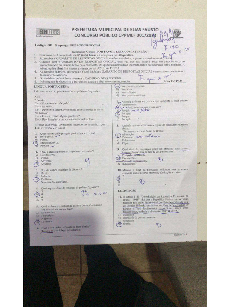 Prova Shdias 2023 - Pedagogo-Social | PDF