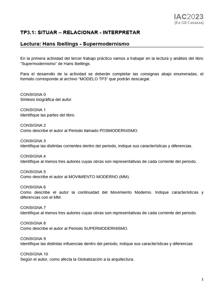 FICHA TP 3.1 Situar-Relacionar, Ibelings | PDF