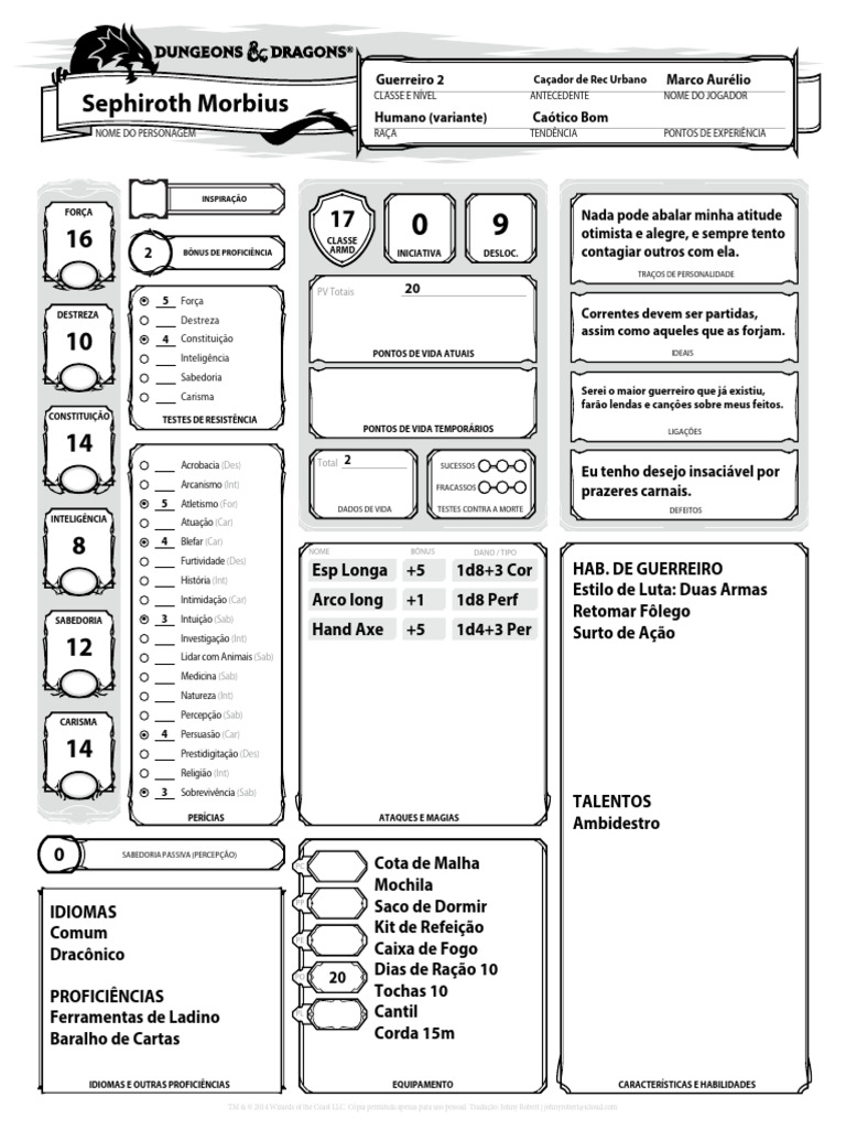 Ficha Sephiroth Morbius | PDF