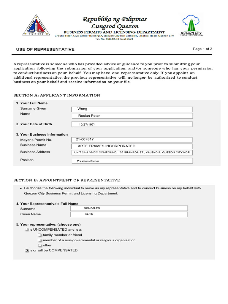 Authorization Letter For Business Representative | PDF | Written Communication