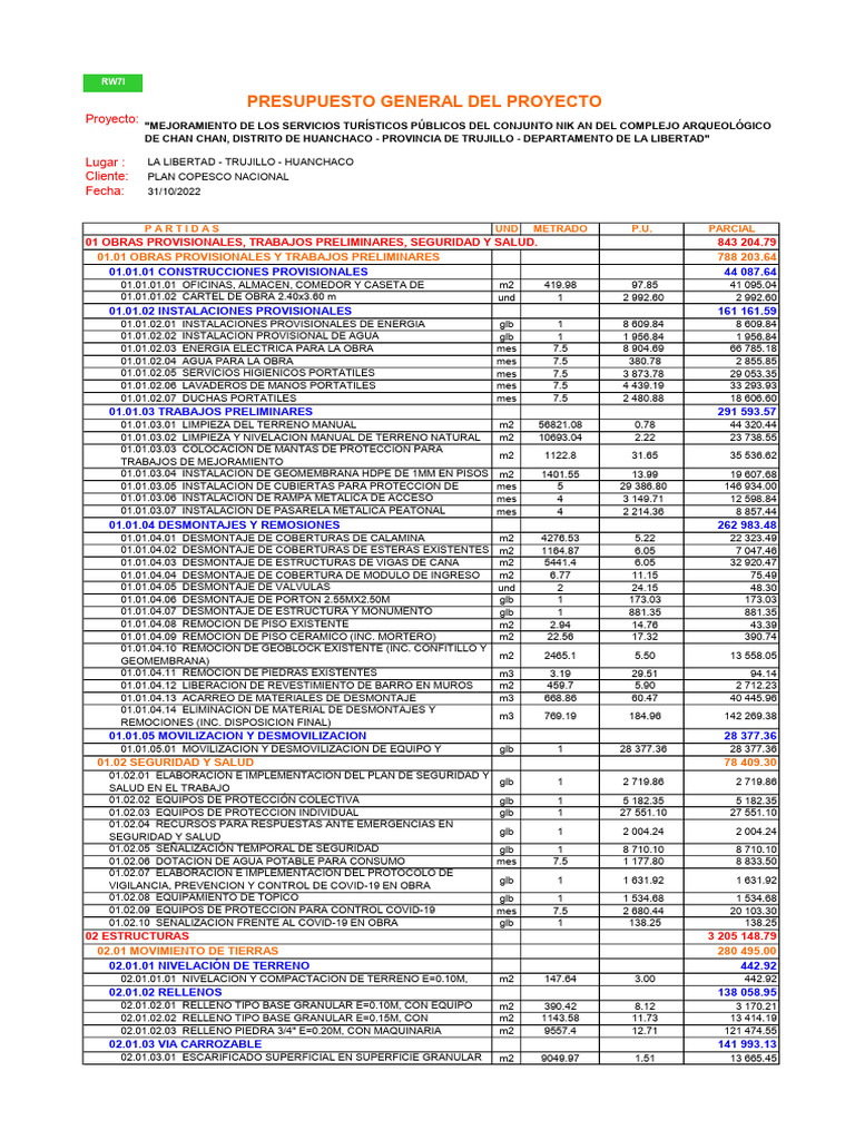 PRESUPUESTO | PDF | Hormigón | Materiales