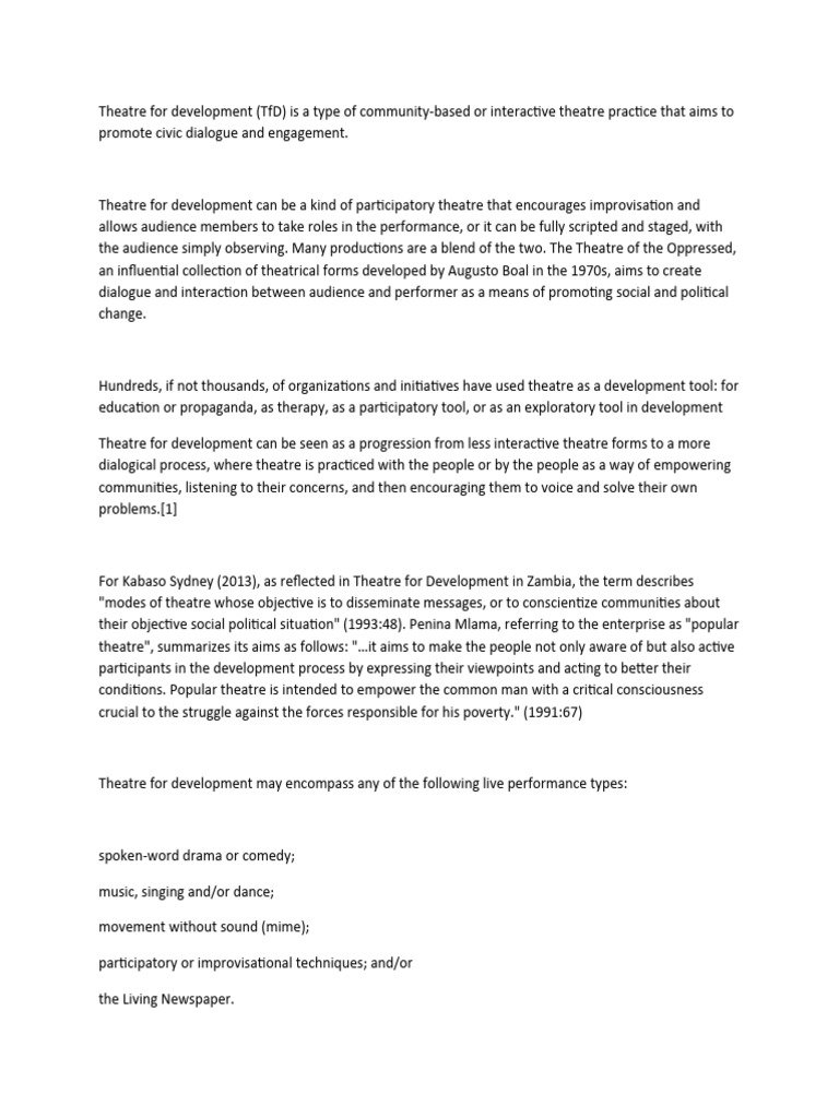 Theatre For dev-WPS Office | PDF | Performing Arts | Entertainment