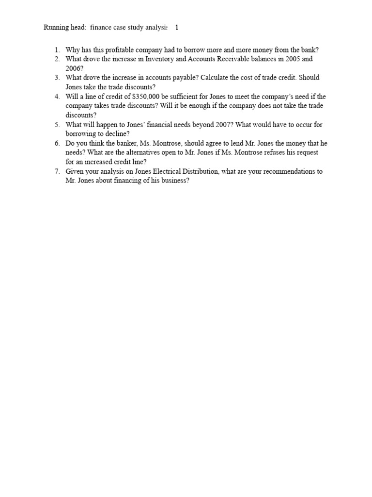 Jones Electrical Case Study Report - Edited | PDF | Inventory | Banks