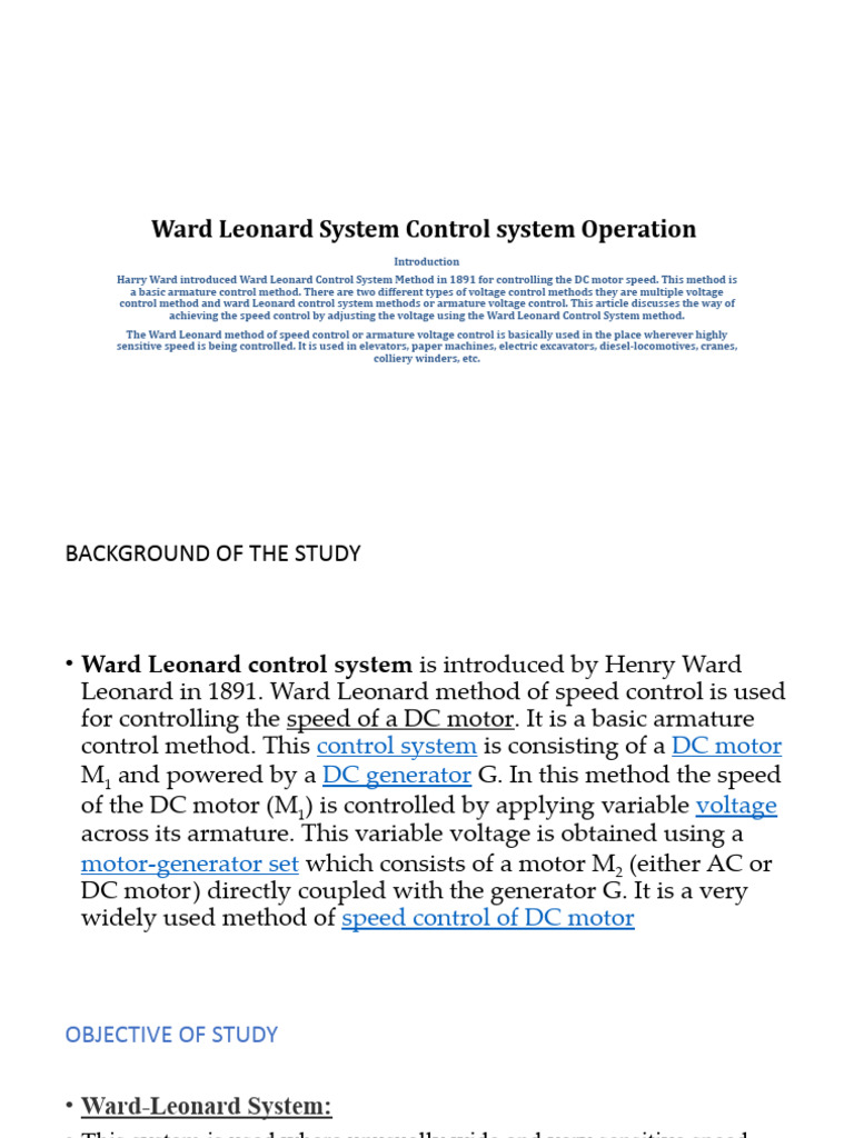 Ward Leonard Speed Control Project | PDF | Electric Motor | Electric ...