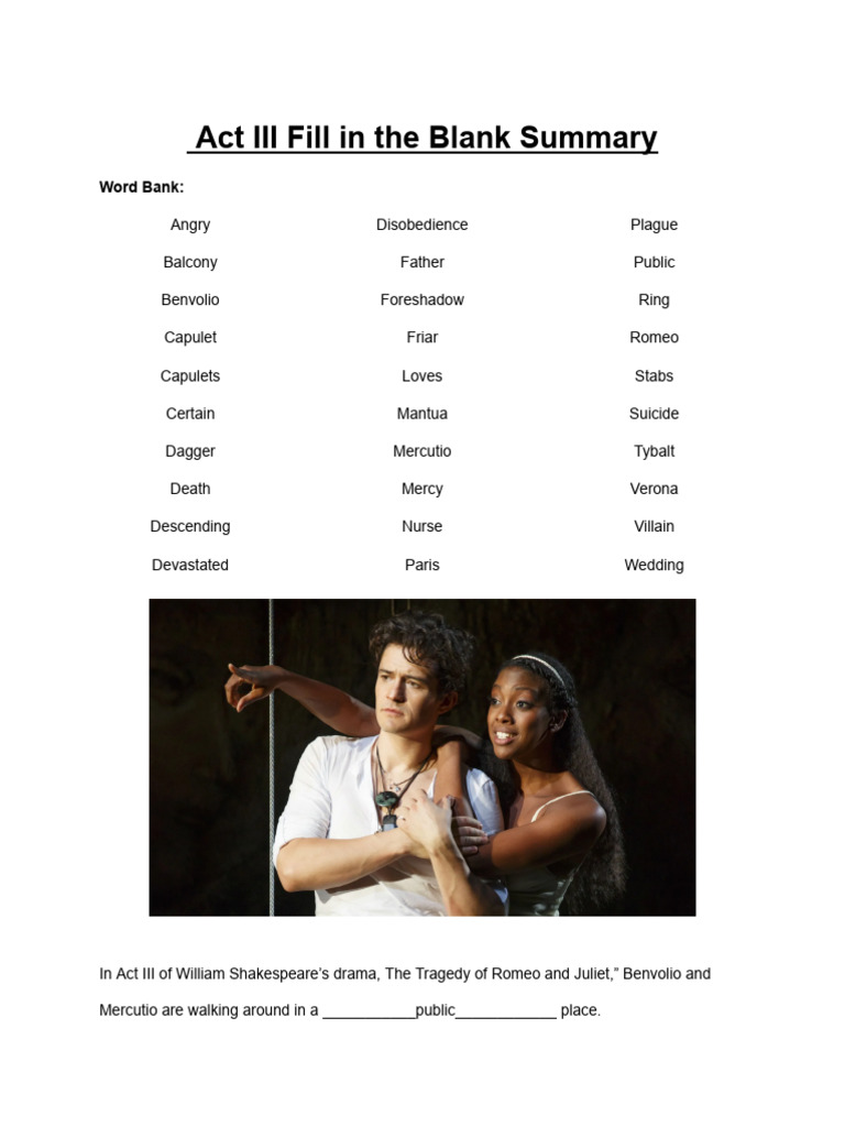 Act III Summary of Romeo and Juliet | PDF | Characters In Romeo And ...