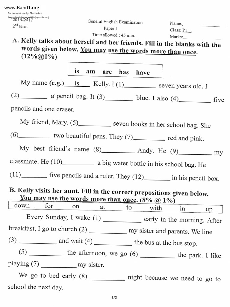 P1 Term 2 Worksheet 11 | PDF