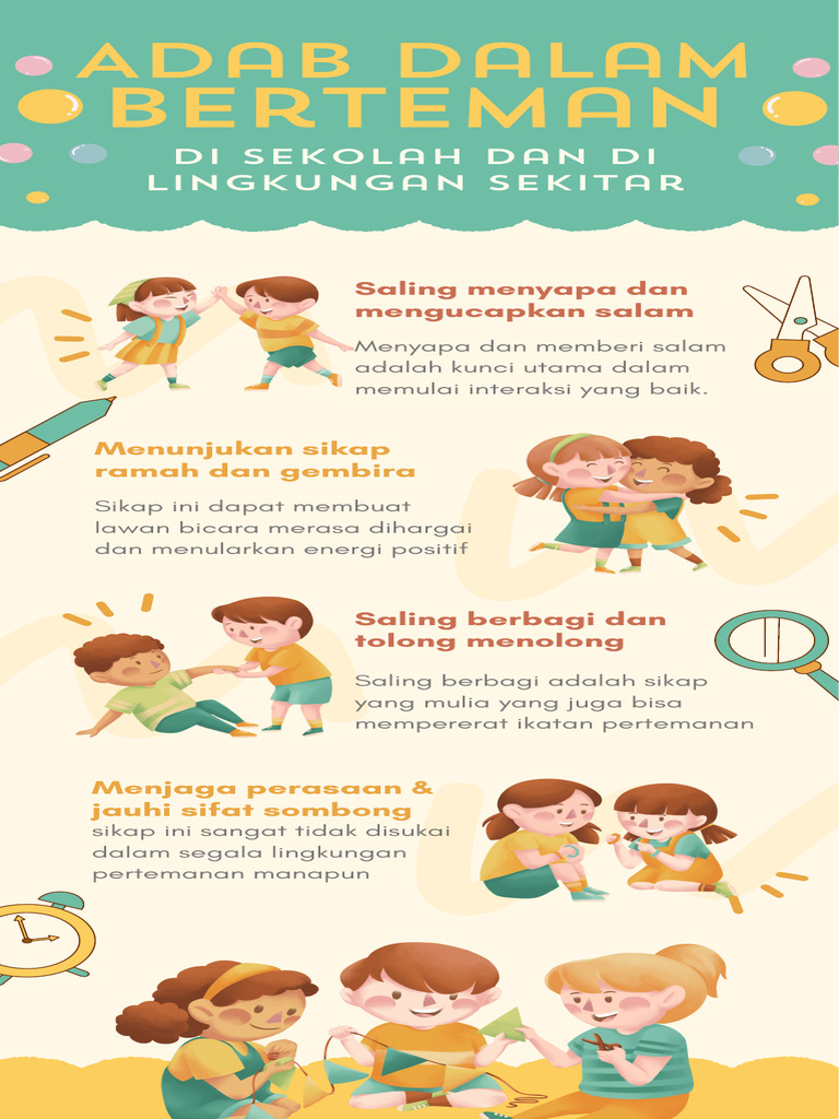 Infografis Adab Dalam Berteman Ilustratif Ceria Hijau dan Krem Warna ... Infografis Adab Dalam Berteman Ilustratif Ceria Hijau dan Krem Warna ...