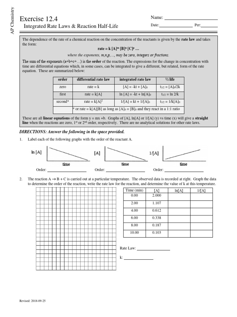 Integrated Rate Laws | PDF | Reaction Rate Constant | Physical Sciences