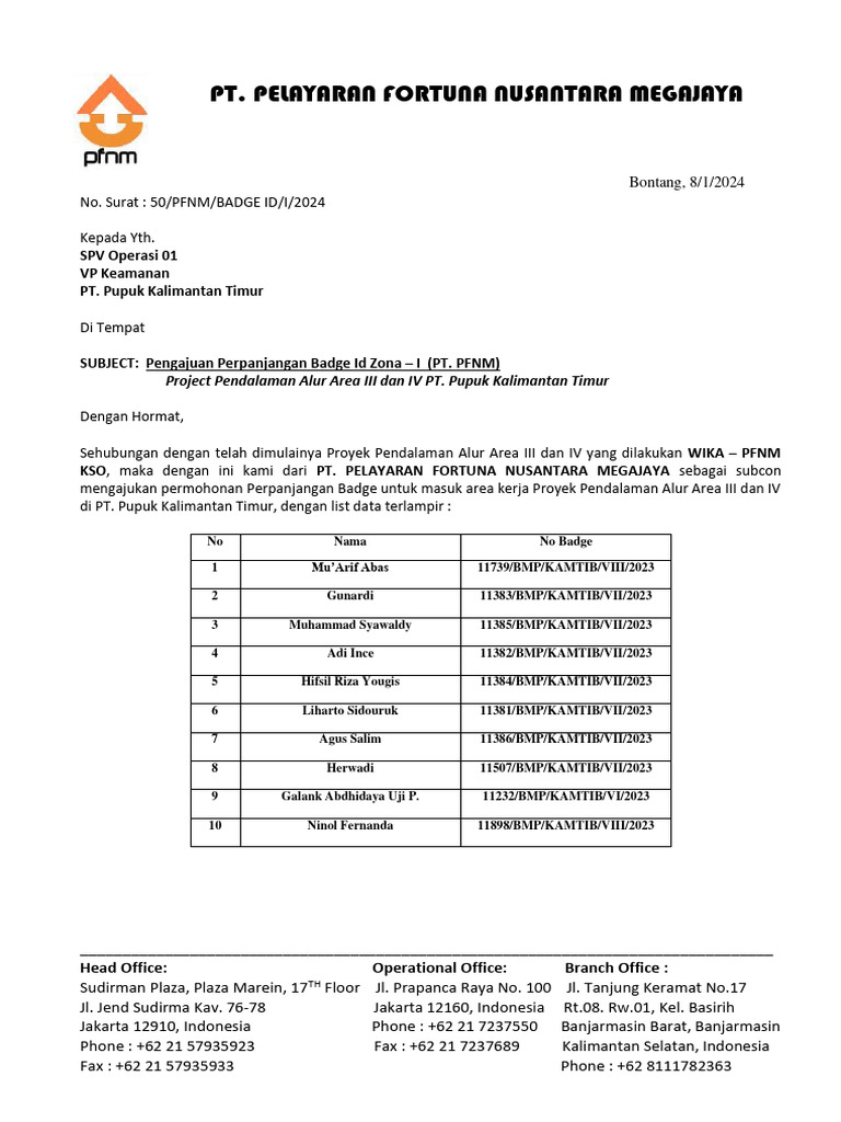 50 PFNM Perpanjang Badge | PDF