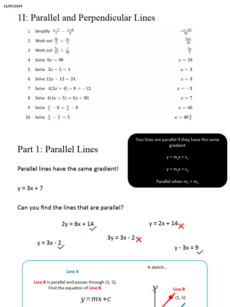 Parallel and Perpendicular Lines | PDF | Mathematics | Mathematical Objects