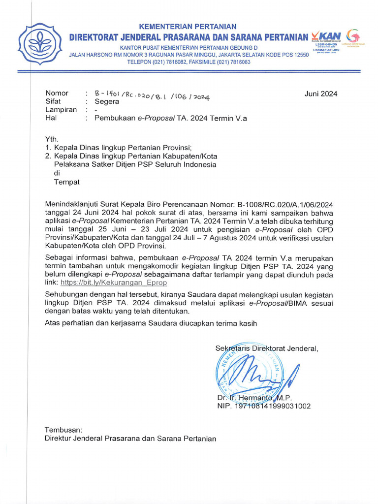 Surat Pembukaan E-Proposal Termin V.A | PDF
