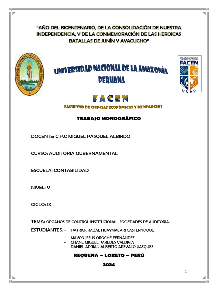 Monografia Auditoria Gubernamental 4 | PDF | Auditoría | Responsabilidad