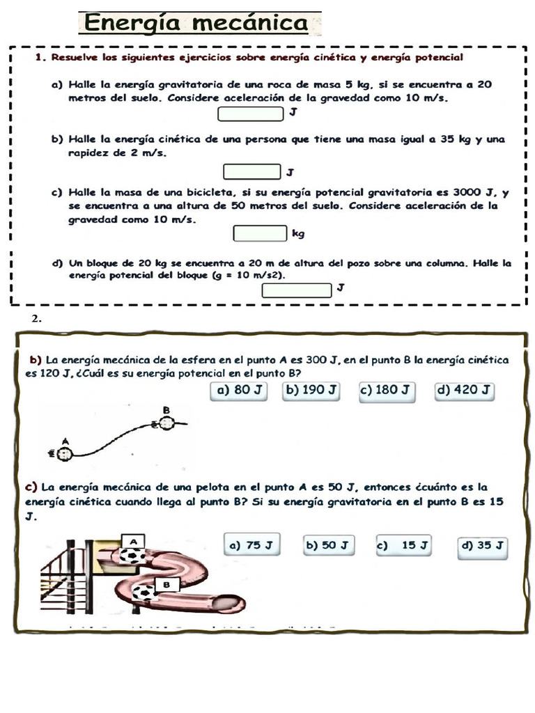 Guia 2 Energia Mecanica | PDF | Energía cinética | Masa