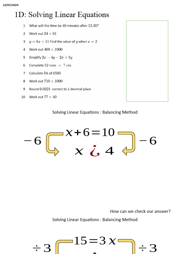 Solving Linear Equations | PDF | Equations | Mathematical Concepts
