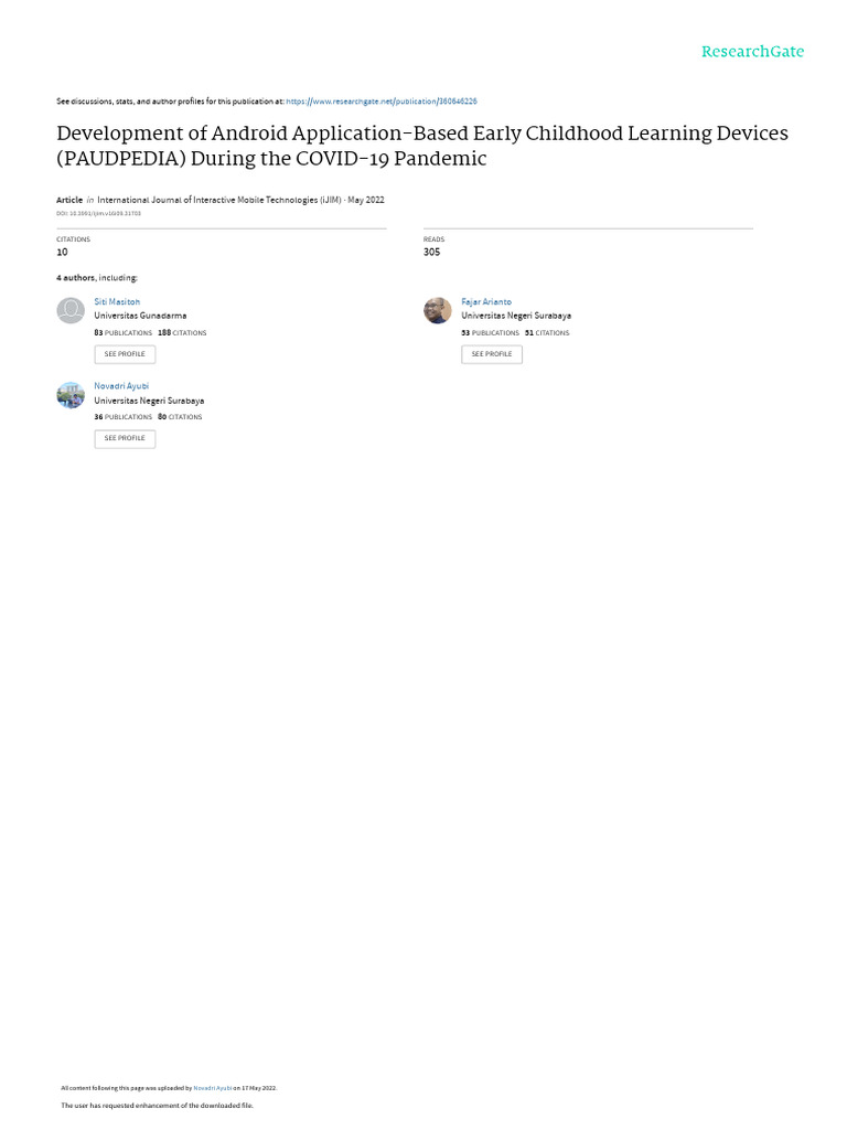 Development of Android Application-Based Early Childhood Learning ...