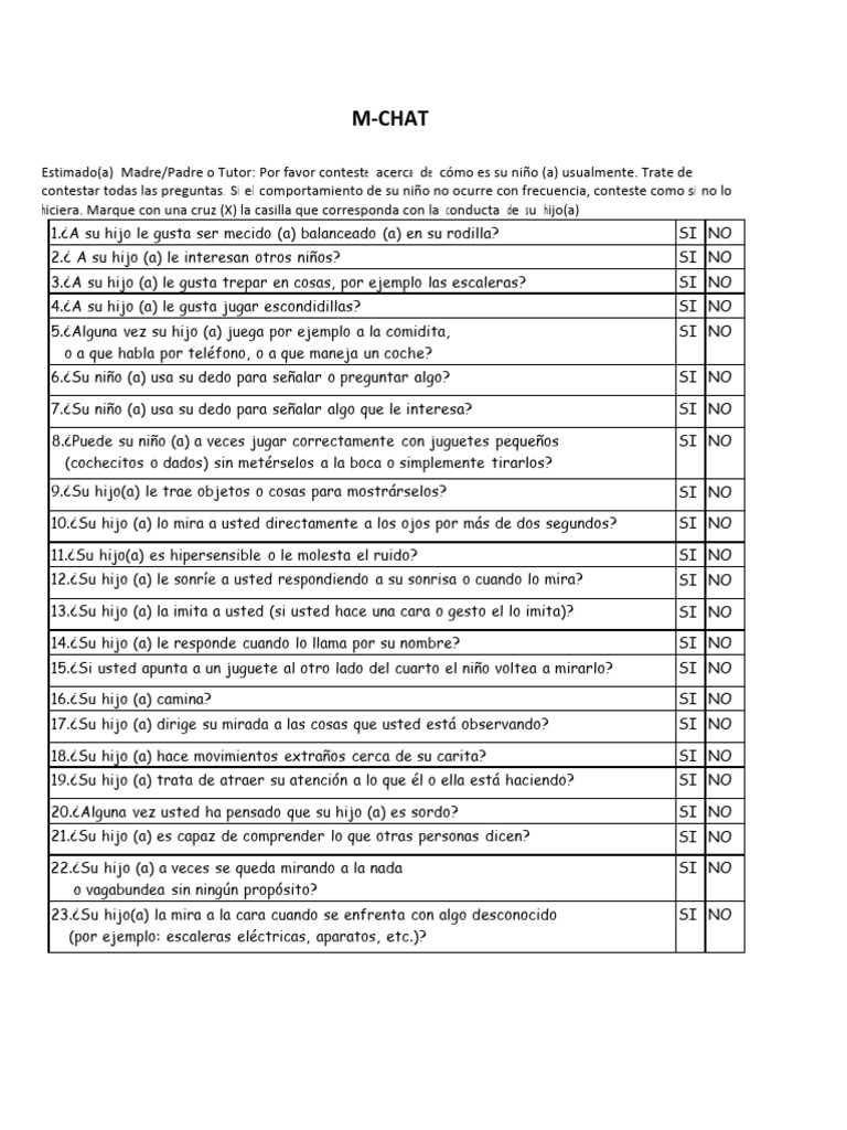 M Chat Autismo | PDF