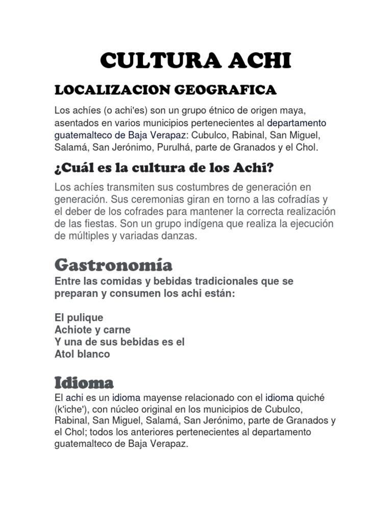 Cultura Achi | PDF